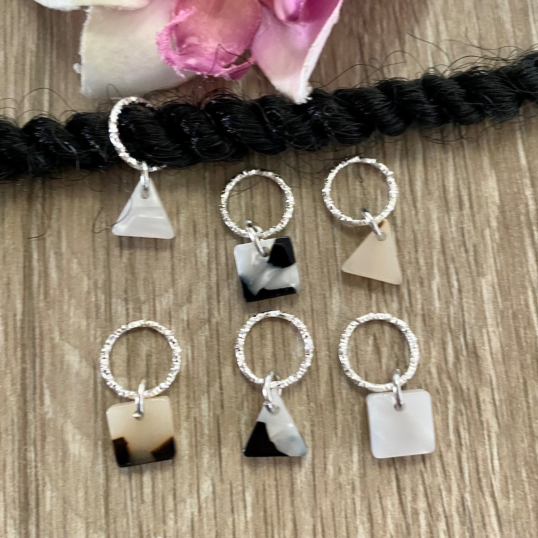 Silver Hair Rings W/art Deco-geometric Charms Braid Jewelry Dread Rings ...