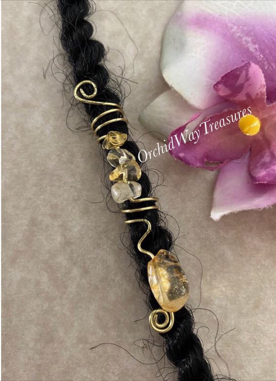 Loc Jewelry Gold W/citrine Gemstones Dreadlock Charm Hair - Etsy