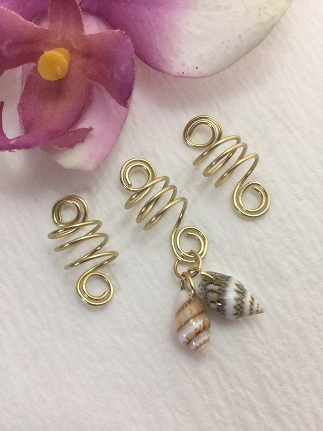 Loc Jewelry W/sea Shells Set of 3 Dread/braid Charms Locs Dreads Braids ...