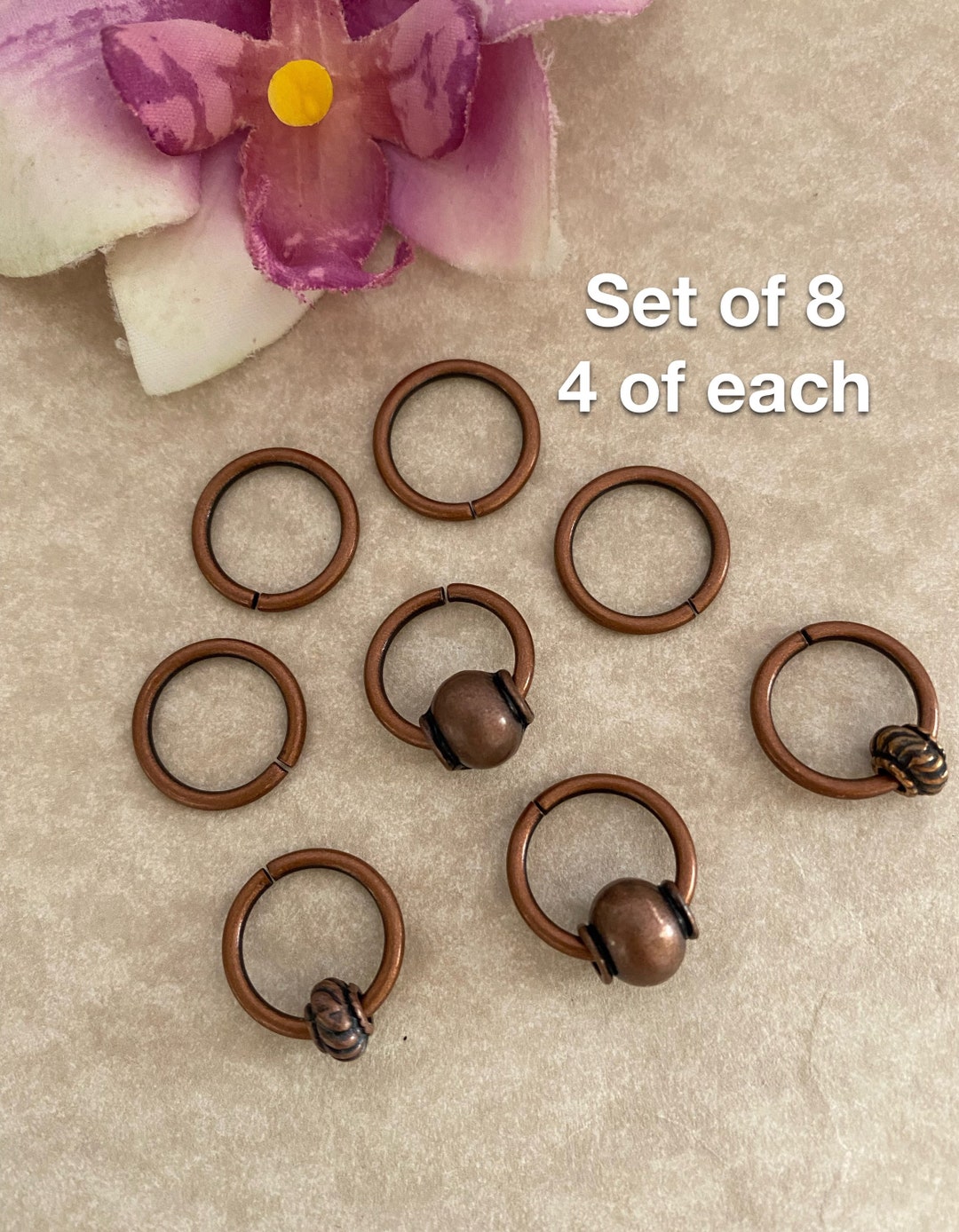 Loc Jewelry Copper Hair Rings Large Mens Braid/dread Rings - Etsy
