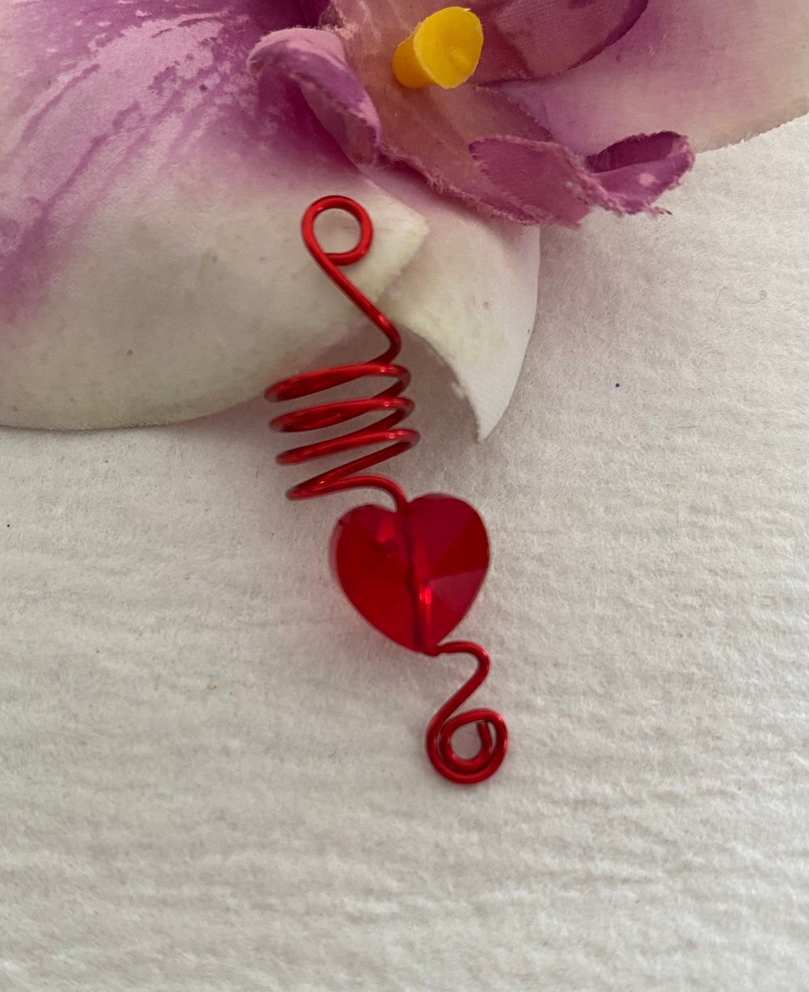 Loc Jewelry Red Crystal Heart Braid/dread Charm Dreadlock Coil ...
