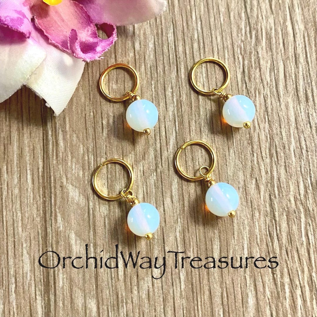 Loc Jewelry W/glass Moonstone Opals Set of 4 Dread/braid Rings ...