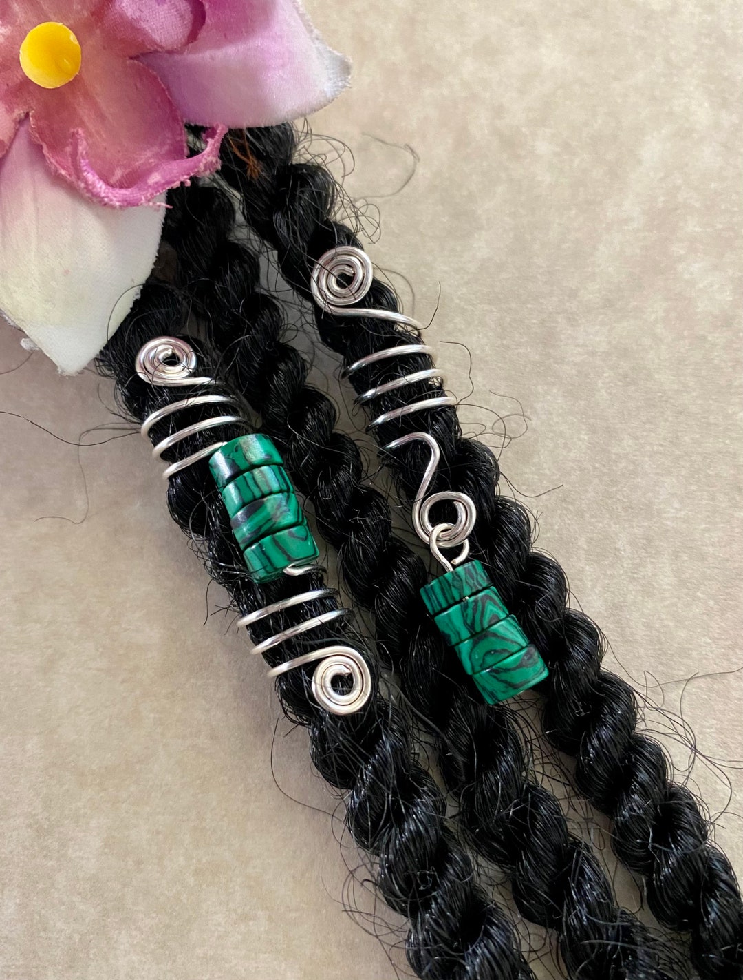 Loc Jewelry W/malachite Heishi Gems Dreadlock Charms Hair - Etsy