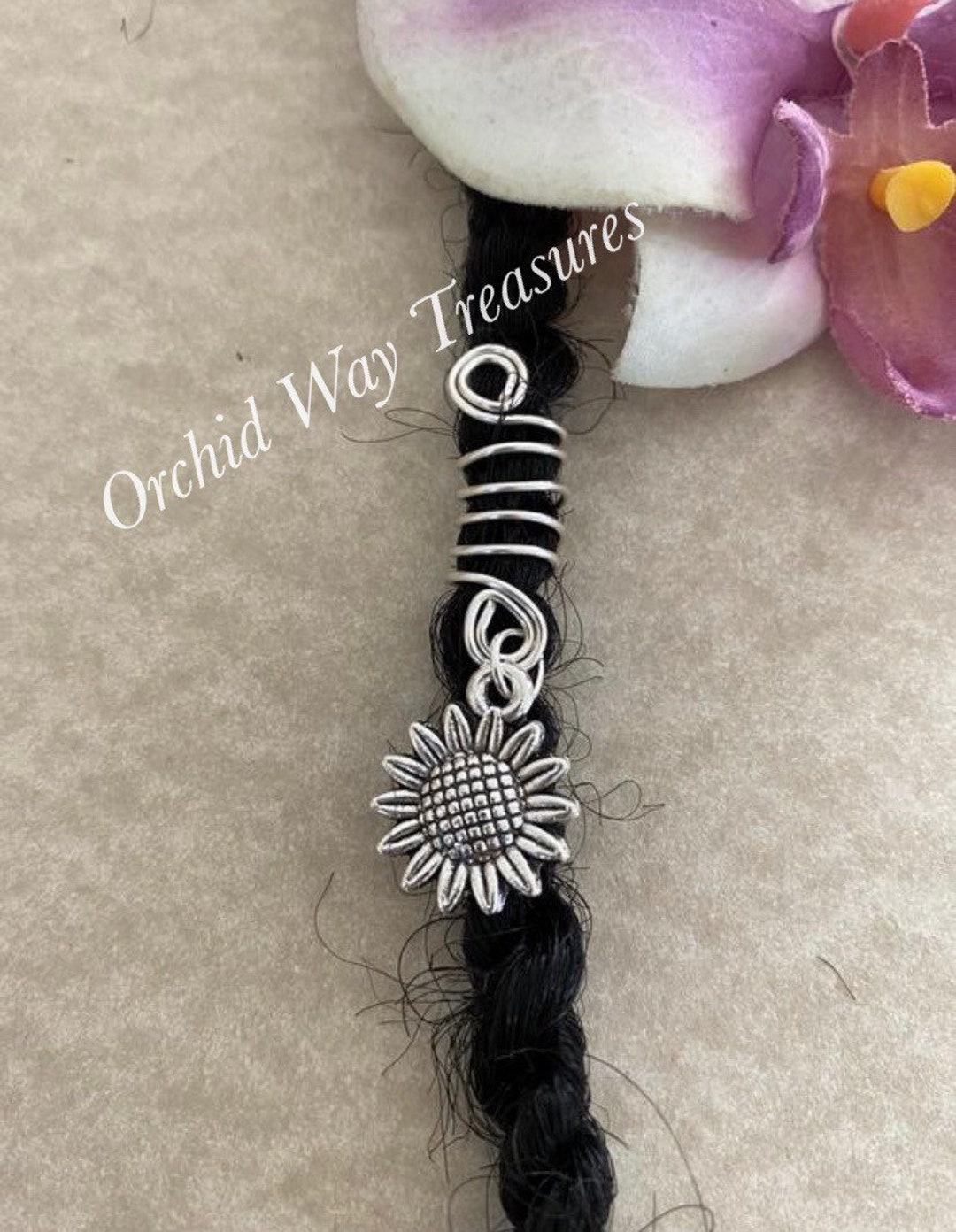Loc Jewelry Silver Sunflower Dread/braid Charm Dreadlock Coil Sisterloc ...