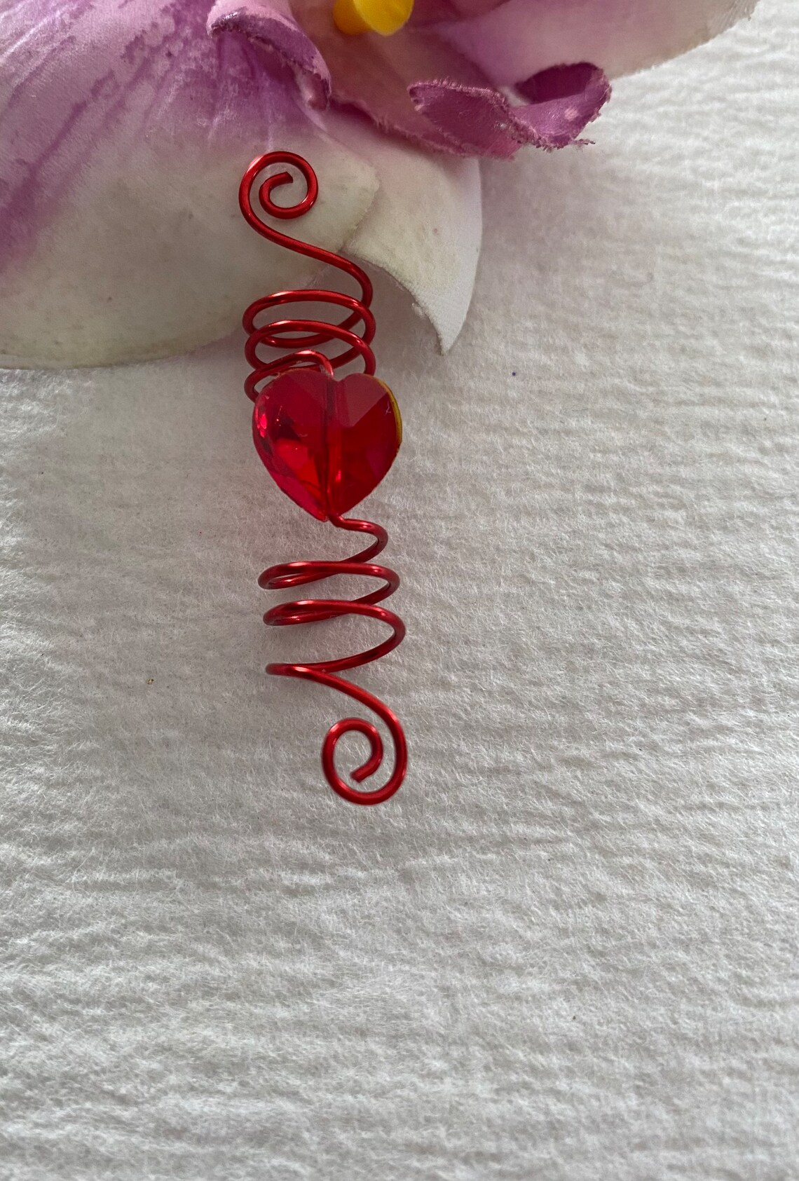 Loc Jewelry Red Crystal Heart Braid/dread Charm Dreadlock Coil ...