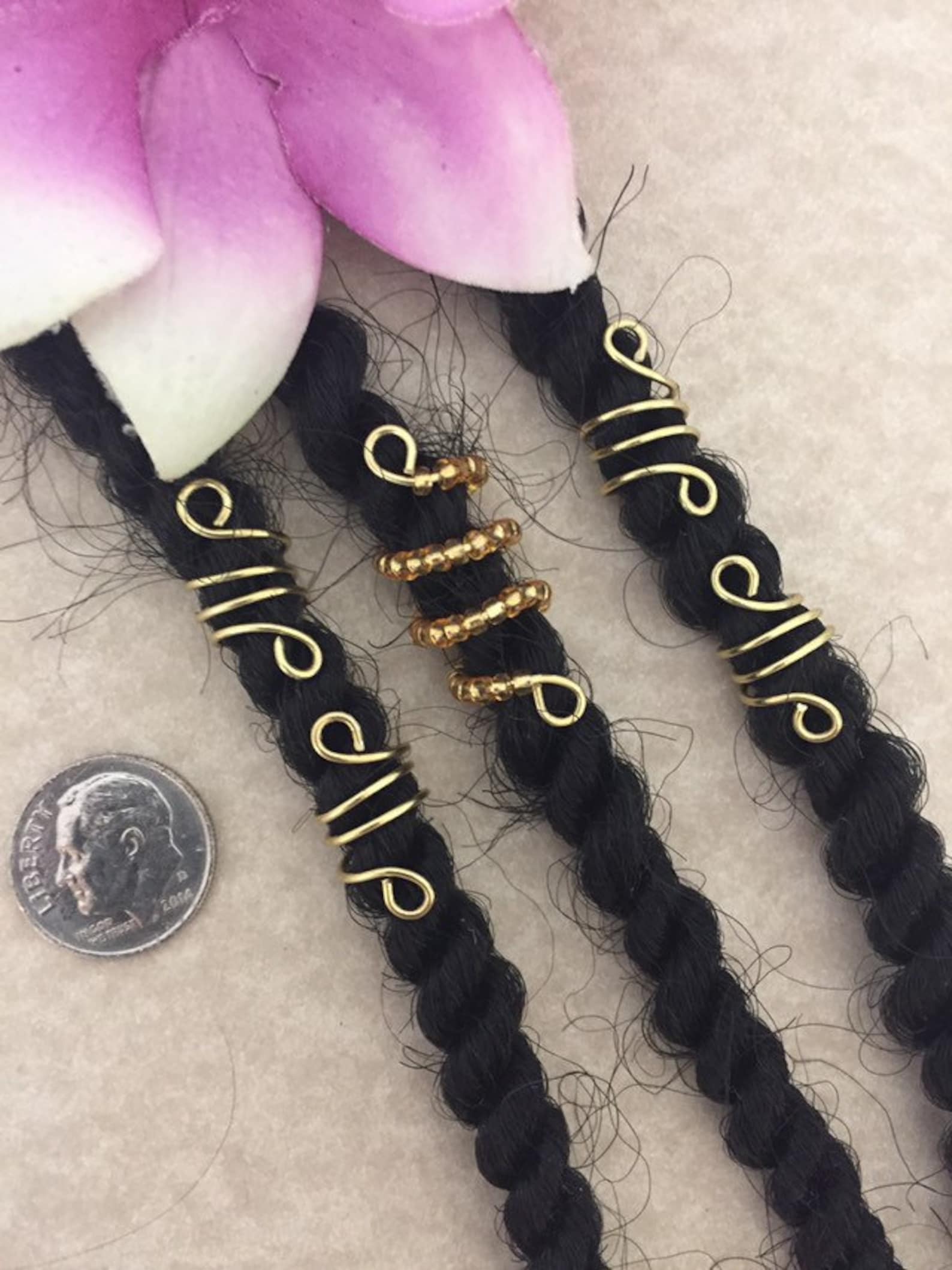 Loc Jewelry W/gold Glass Beads Set of 5 Dreadlock Charms Hair - Etsy