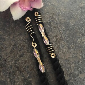Loc Jewelry W/crystals & Gold Hematite Set of 2 Dread/braid Charms ...