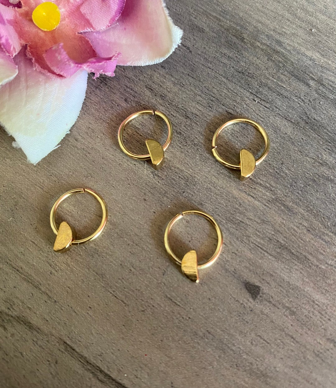 Gold Hair Rings W/half Moon Metal Beads Braid Rings Braid Jewelry Dread ...