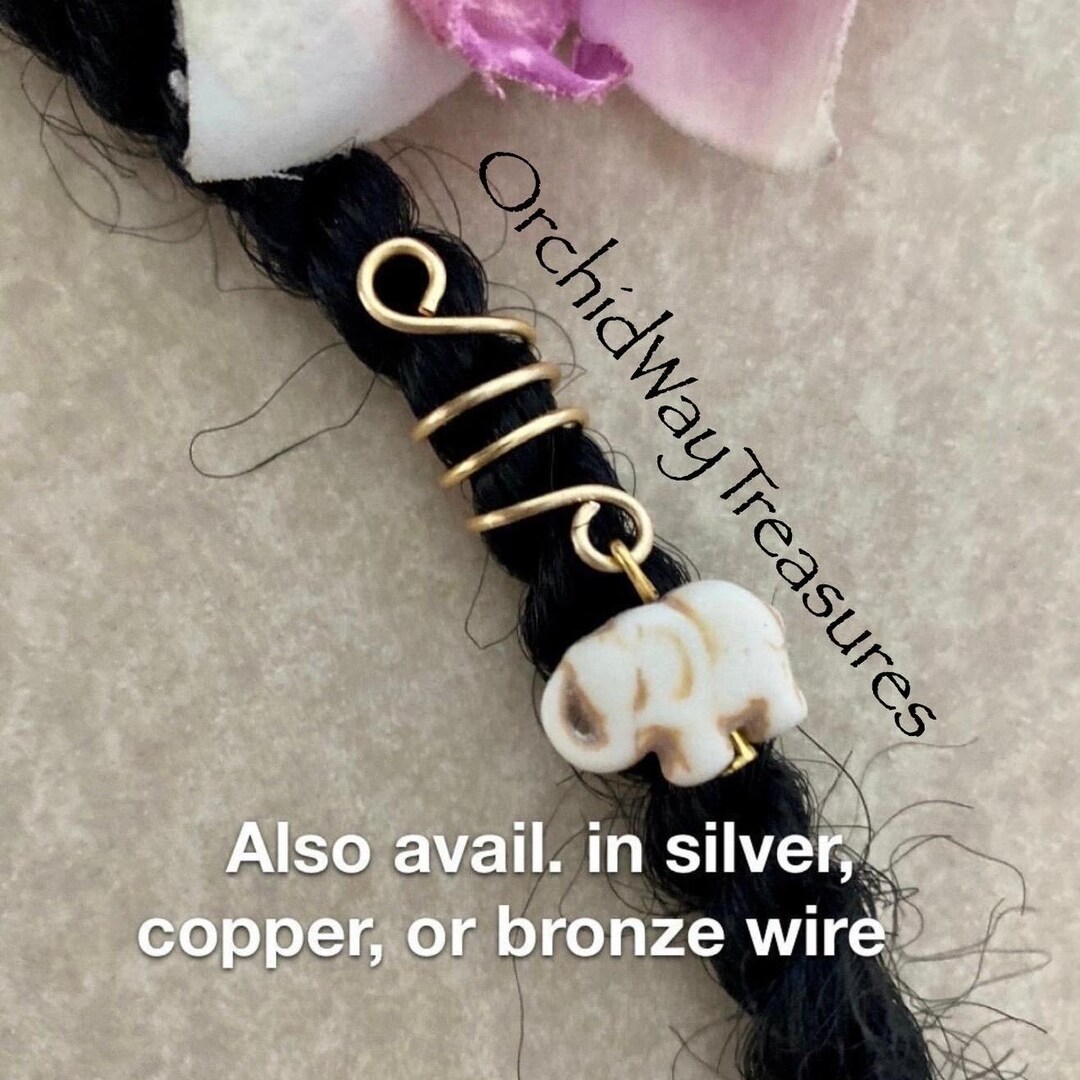 Loc Jewelry Stone Elephant Dread/braid Charm Locs Dreadlock Coil Choice ...