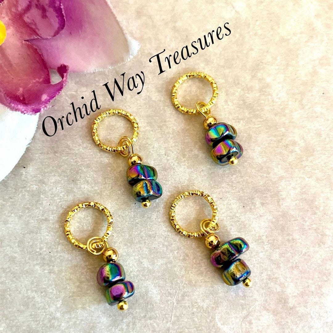 Gold Hair Rings W/hematite Beads Braid/dread Rings Boho Hair Jewelry ...