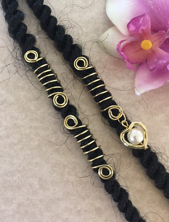 Loc Jewelry Gold W/pearl in Heart Charm Dreadlock Cuff Hair - Etsy