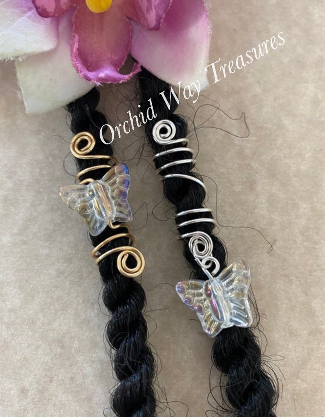 Loc Jewelry W/glass Butterfly Dread-braid Charm Choice of Wire Color ...