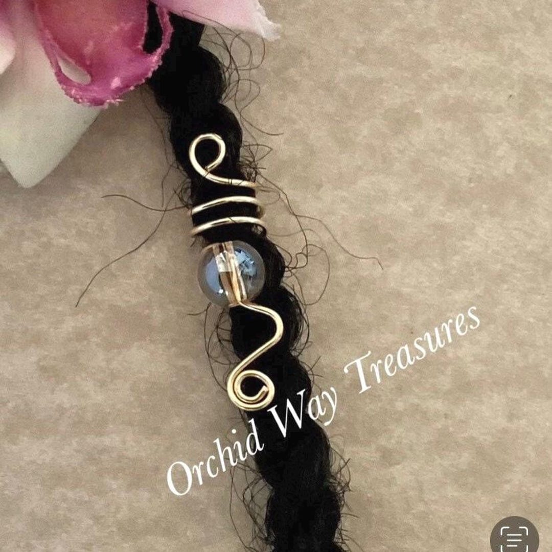 Loc Jewelry Gold W/amber Glass Dread/braid Charm Dreadlock Coil ...