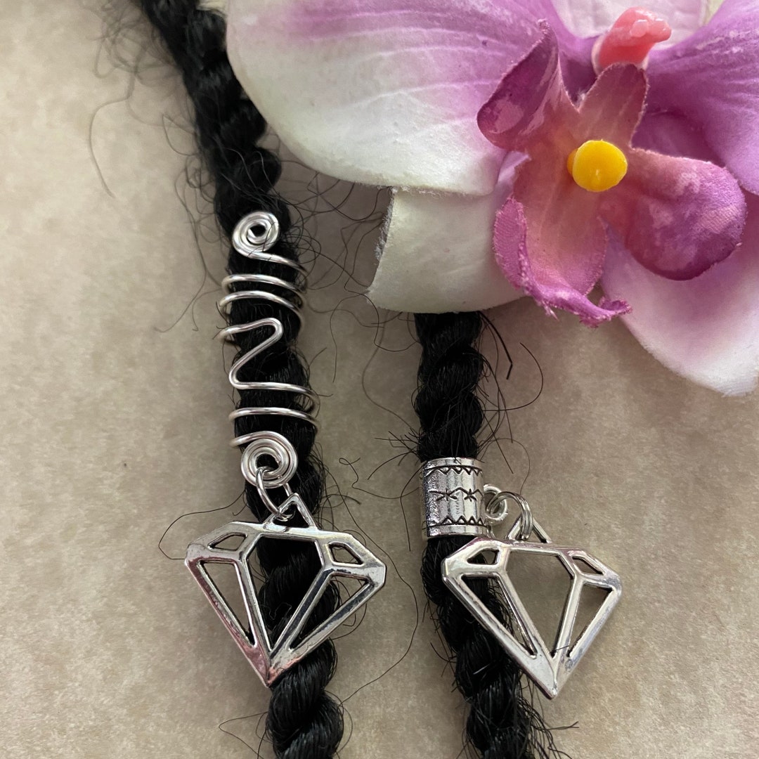 Loc Jewelry Silver 3D Diamond Braid/Dread Charm Dreadlock Coil or Cuff ...