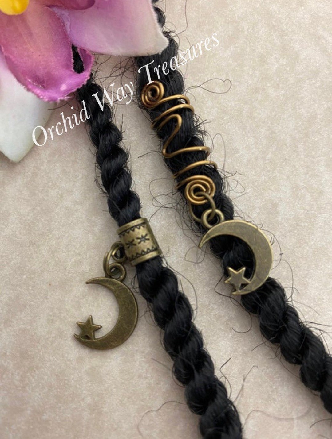 Bronze Moon & Star Loc Coil or Cuff Hair Jewelry Dreads Braids - Etsy