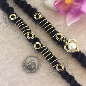 Loc Jewelry Gold W/pearl in Heart Charm Dreadlock Cuff Hair - Etsy