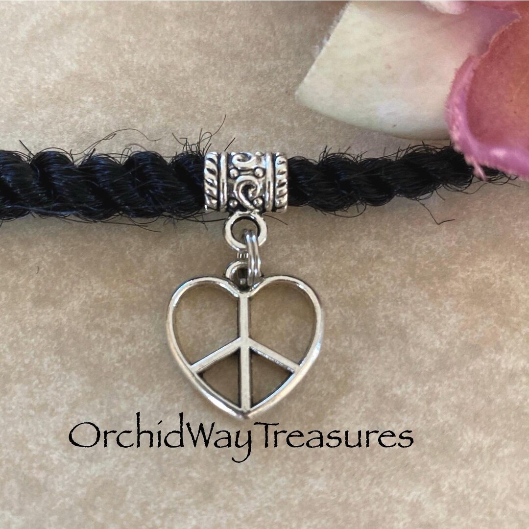 Silver Heart W/peace Sign Braid/dread Cuff Dreadlock Charm Loc Jewelry ...