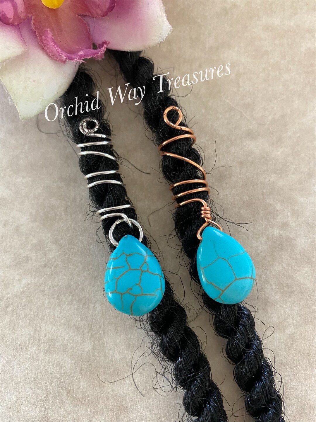 Loc Jewelry Copper or Silver W/howliteturquoise Stone Teardrop - Etsy