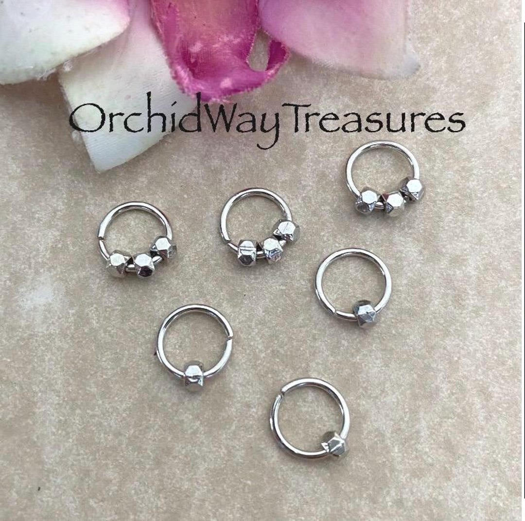 Silver Hair Rings W/faceted Metal Beads Set of 6 Braid/dread Rings Loc ...