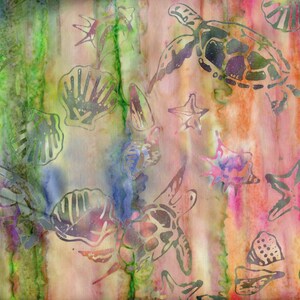 Hawaiian Batik Sea Shells Trans-pacific Cotton Fabric GA-14-120 ...
