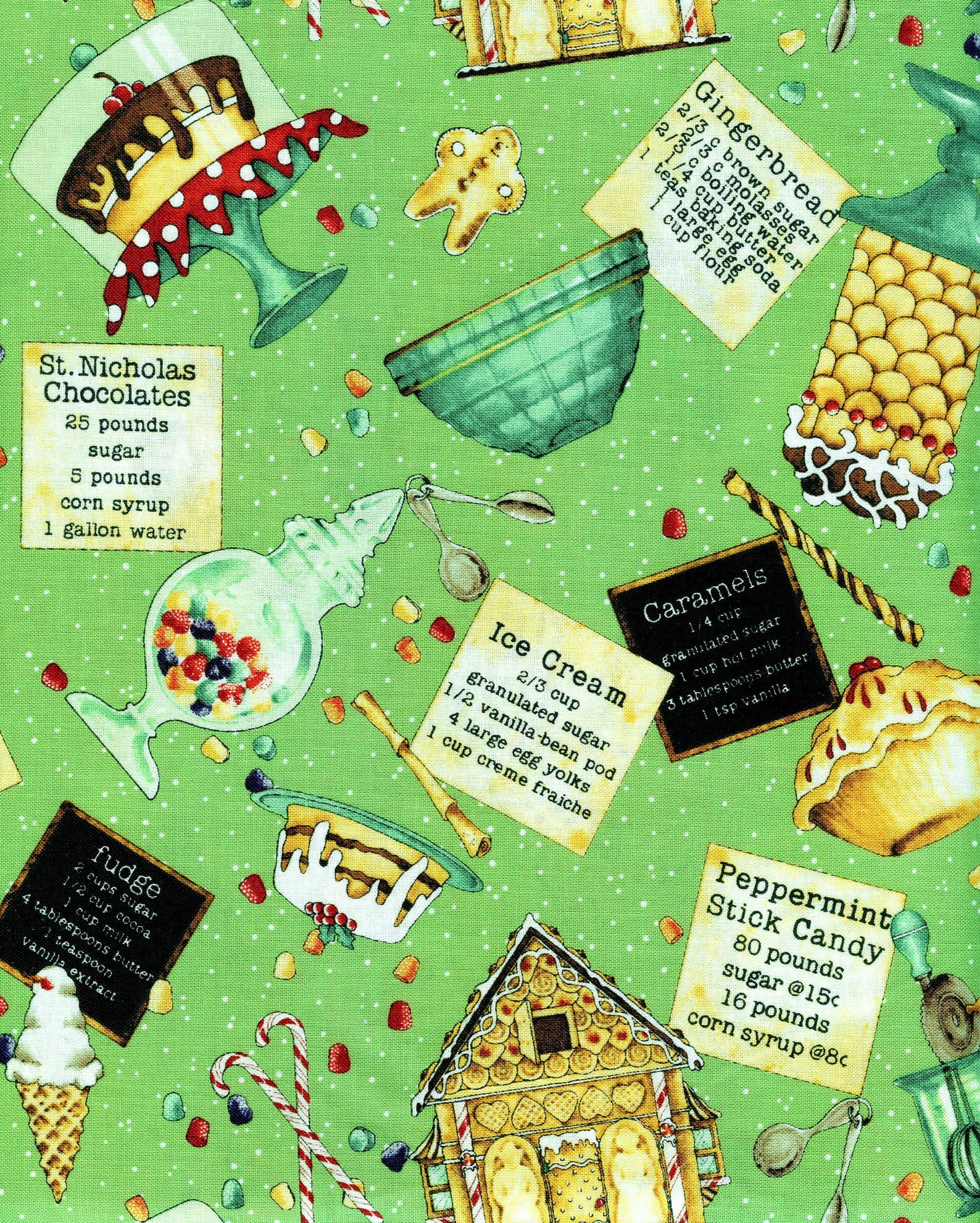 FAT QUARTER BUNDLE Set of 5 Dessert Candy Toss Sweet Treats Riley Blake ...