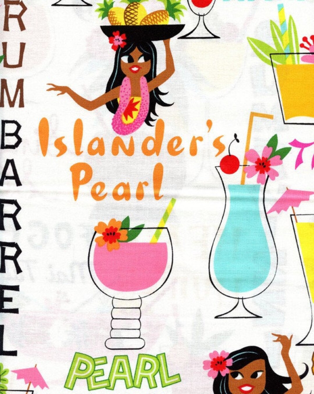 RARE / HALF YARD Out of Print Rum Swizzle Tiki Dream Alexander Henry ...