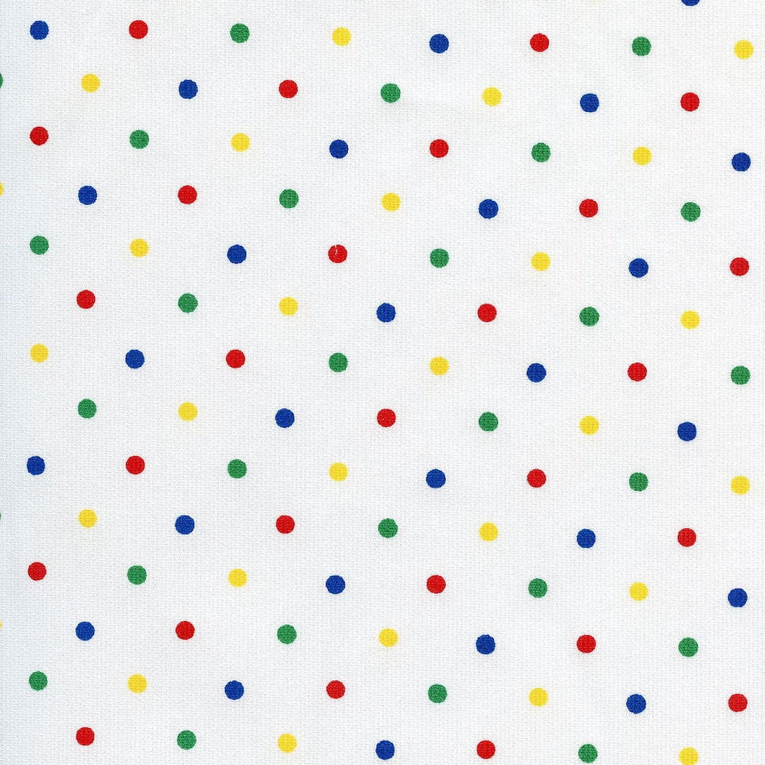 Wide 60" Pique Dots Primary by Fabric Finder 227 White Cotton Fabric ...