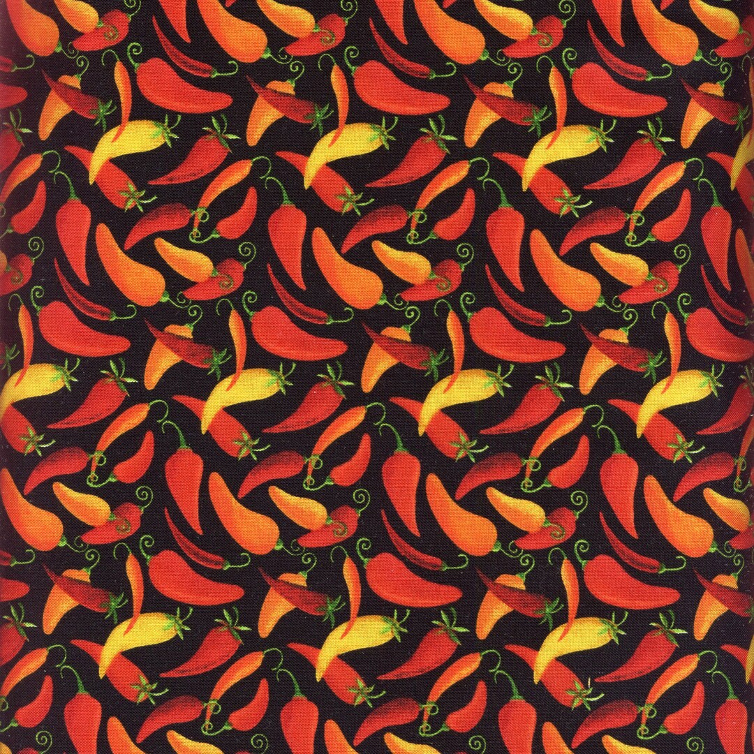Chile Peppers Fiesta Blank Textiles Cotton Fabric B-9380-99 Black, by ...