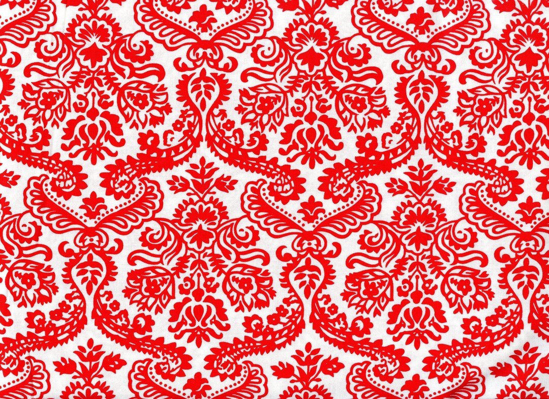 Dainty Damask Michael Miller Cotton Fabric CX3228 Red, by the Yard - Etsy