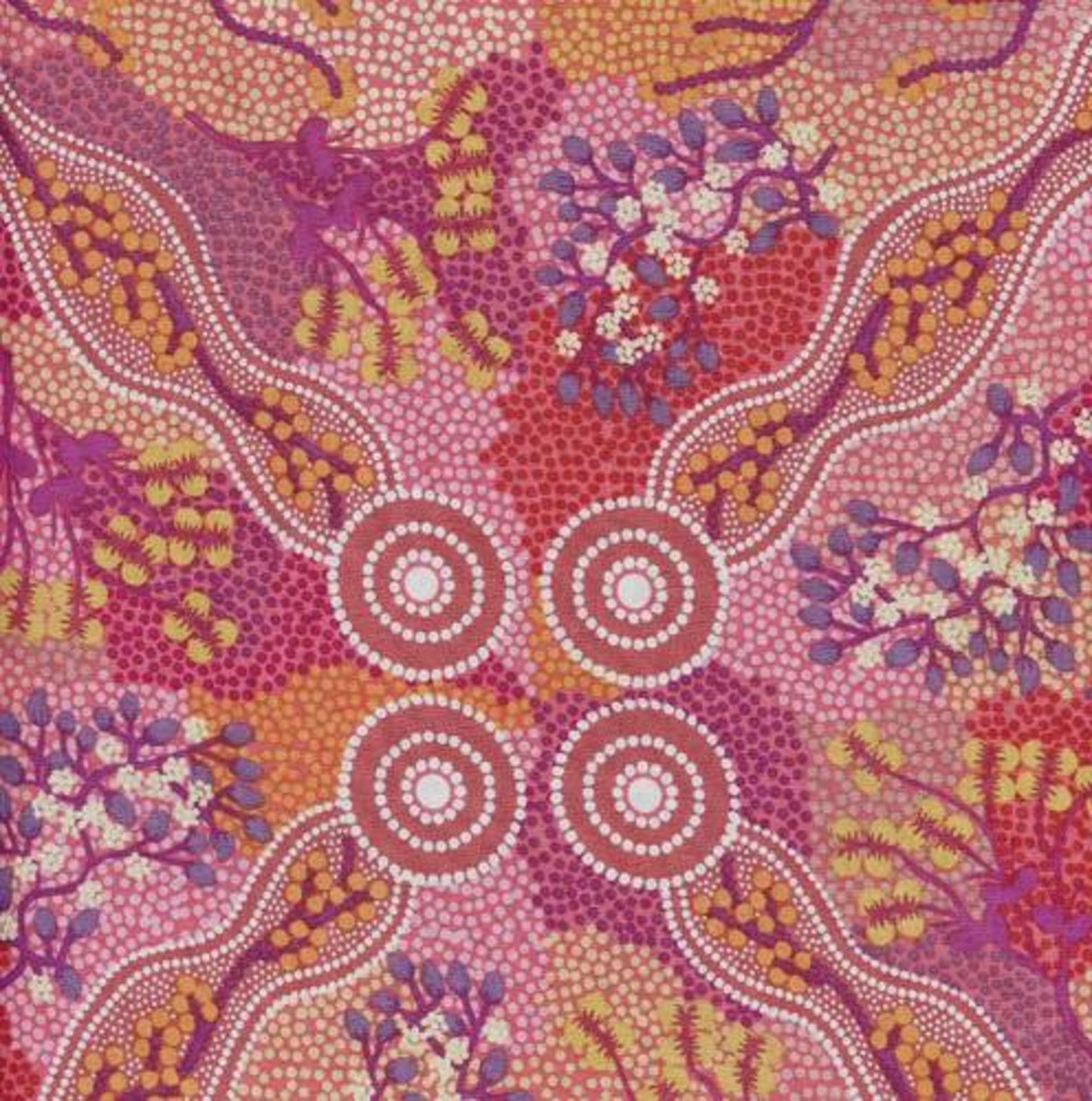 Yuendumu Bush Tomato M & S Textiles Australian Cotton Fabric YBTR Rust ...