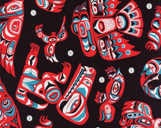 HALF YARD Alaskan Heritage Native Spirit 585 Black Quilt Sew Fabric ...