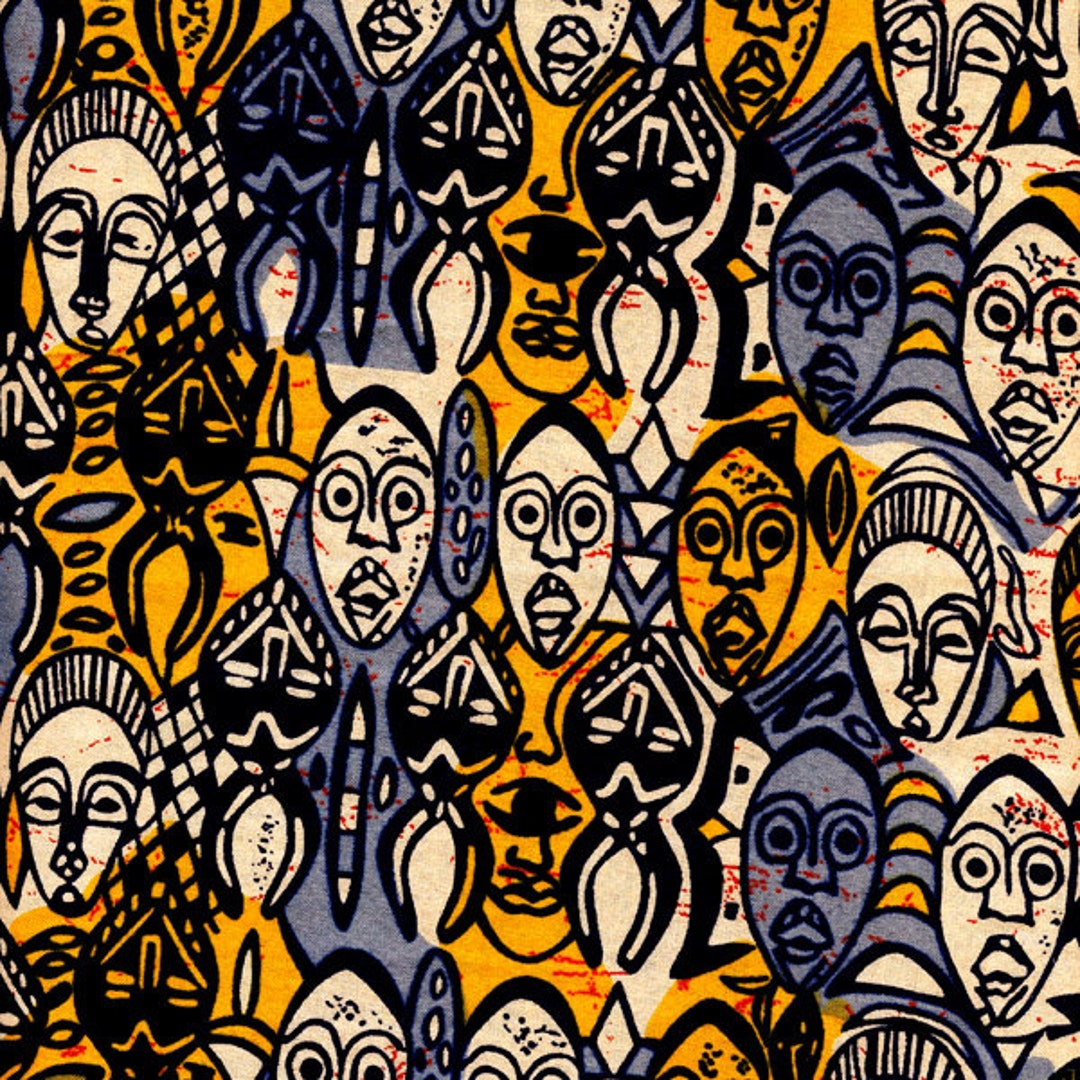 African Tribal Masks Yara Cotton Fabric Y-95, by the Yard - Etsy