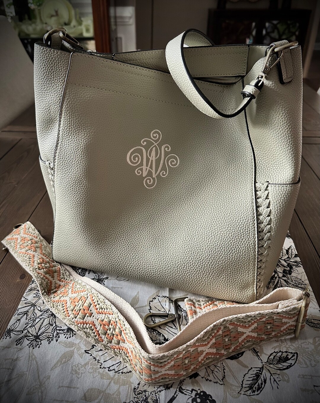 Monogrammed Guitar Strap HANDBAG / Beautiful 2 in 1 Bag/ Inner ...