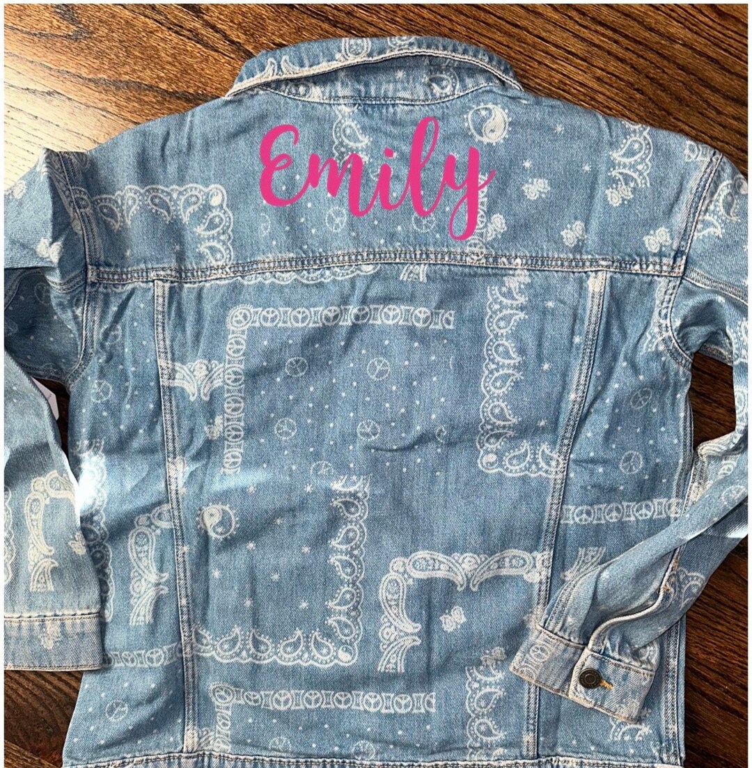 Denim Jacket for Girls/ Stamped Design/ Name Included - Etsy