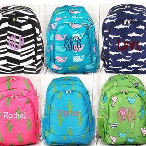 Monogrammed Backpacks....cute PRINTS----NEW!!! - Etsy