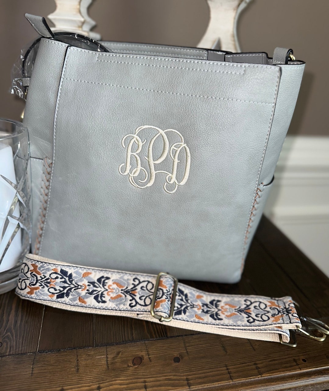 Monogrammed Guitar Strap HANDBAG / Beautiful 2 in 1 Bag/ Inner ...