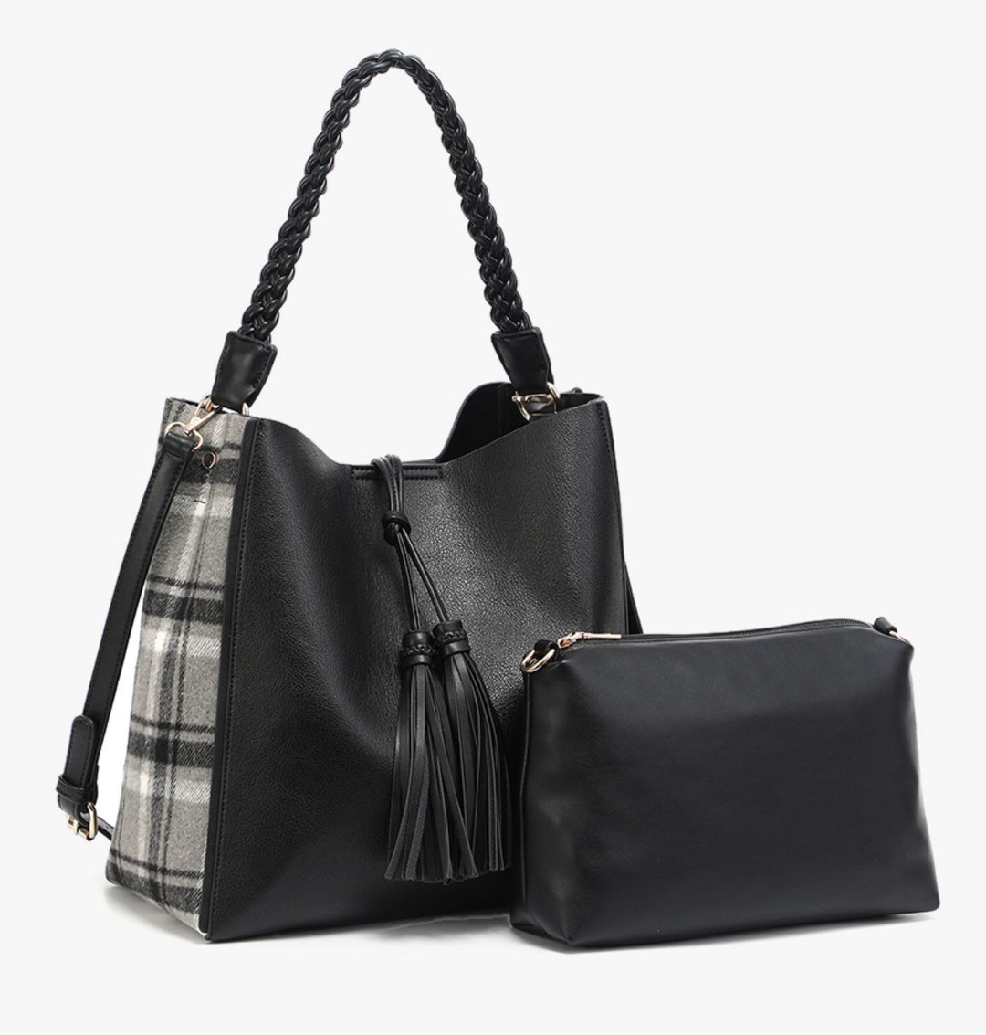 Monogrammed Bag With Plaid Side/ Large Tote/ All Season Bag/ New !!! - Etsy