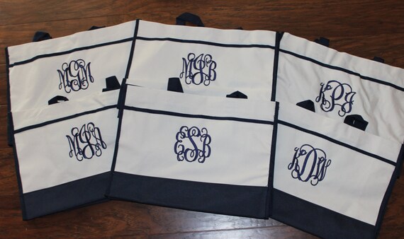 Monogrammed Two Color Tote Bag for Brides Bridesmaids | Etsy