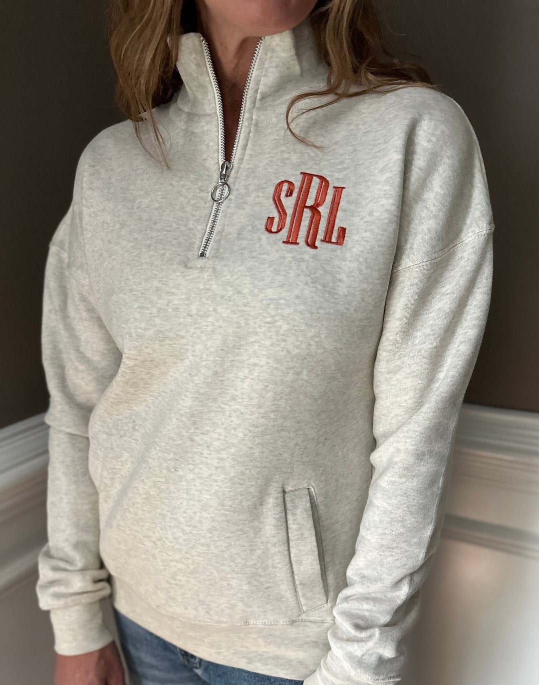 Monogrammed Zip Quarter With POCKETS / One Left in Size Medium! - Etsy
