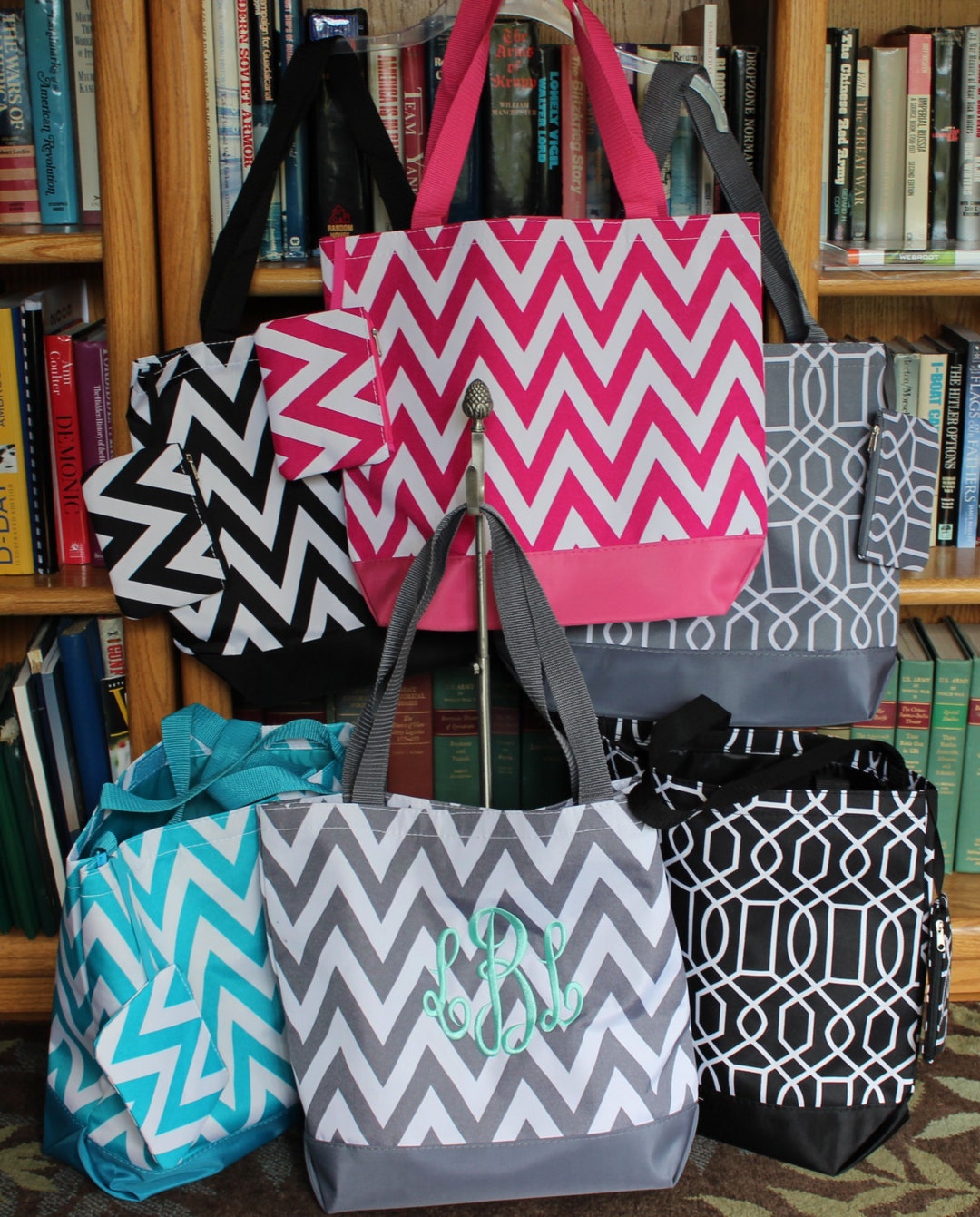 Monogrammed Chevron Tote/ Handbag / Bridesmaids Gift Idea! - Etsy