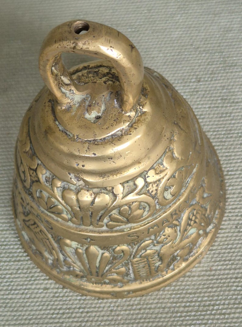 Antique Brass Table Bell, Evangelist Motif, Heavy Brass - Etsy