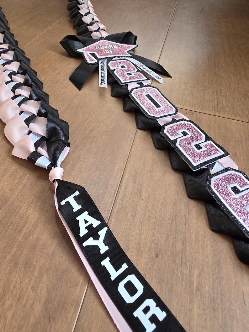 Light Pink - Black Personalized 2026 Graduation Ribbon Lei - Etsy