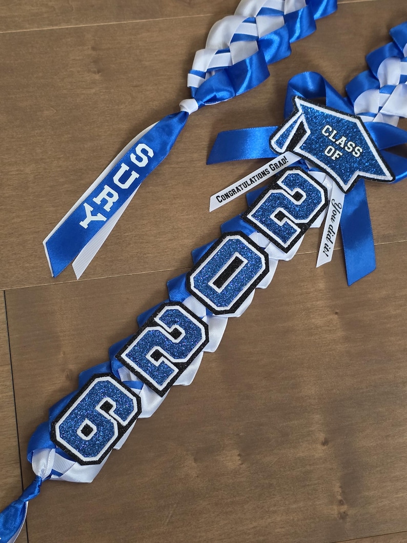 Personalized Graduation Ribbon Lei – Custom School Colors, Name & Year ...
