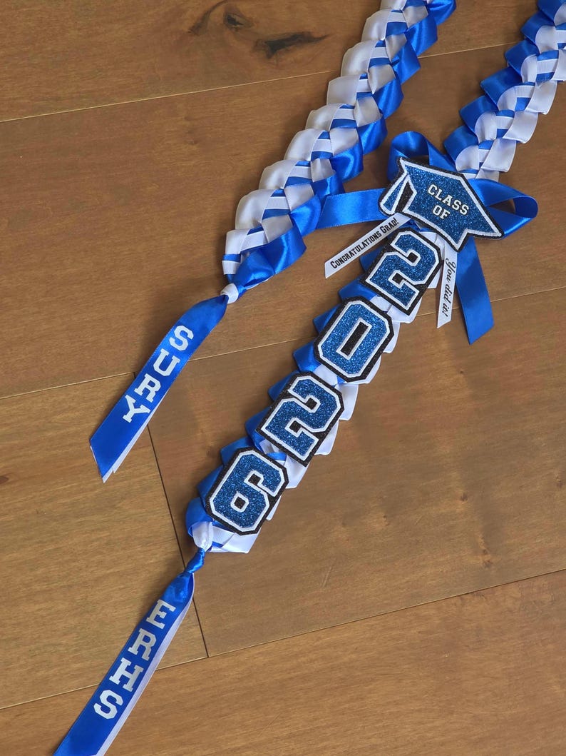 Personalized Graduation Ribbon Lei – Custom School Colors, Name & Year ...