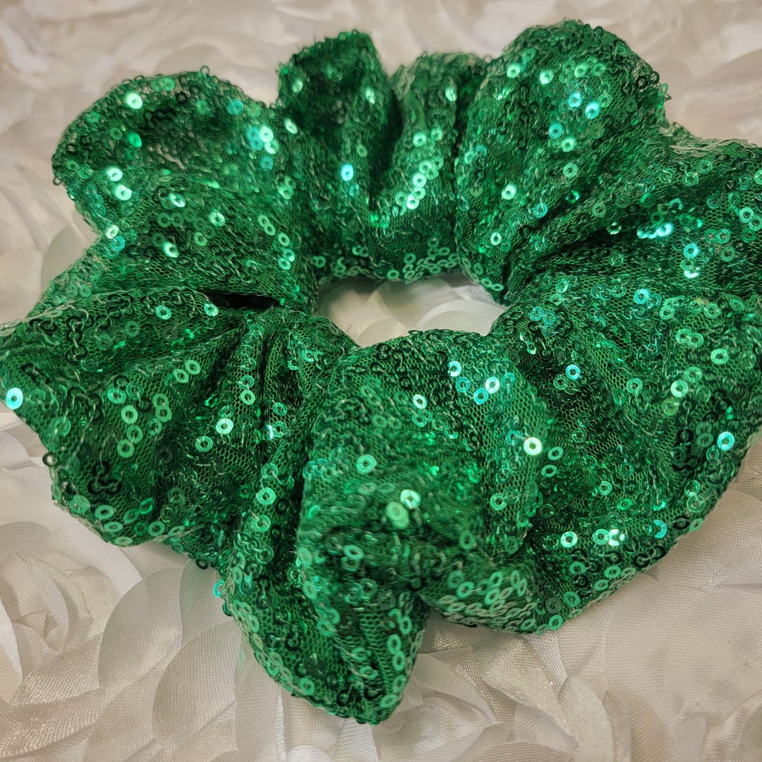 Emerald Green Sequin Scrunchie - Etsy