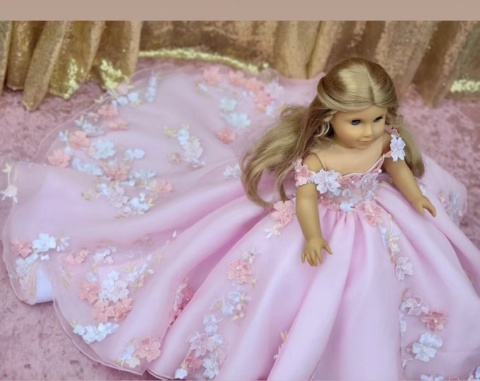 Pink Floral Quinceanera Doll Dress Doll Fancy Dress - 18" Doll Custom ...
