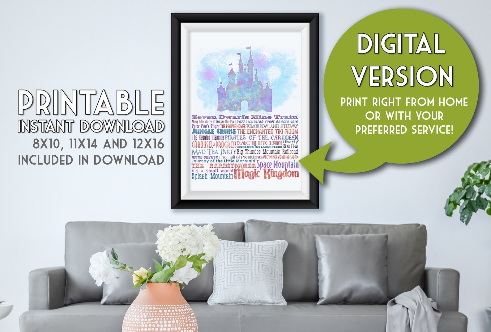 Disney World Magic Kingdom 2018 Printable Art DIGITAL / - Etsy