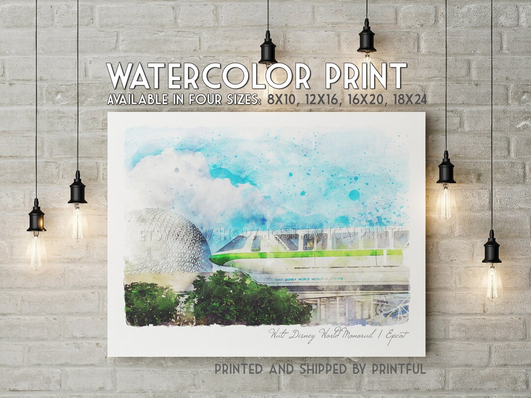 Watercolor Monorail UNFRAMED Wall Art Print / Disney World Painting ...