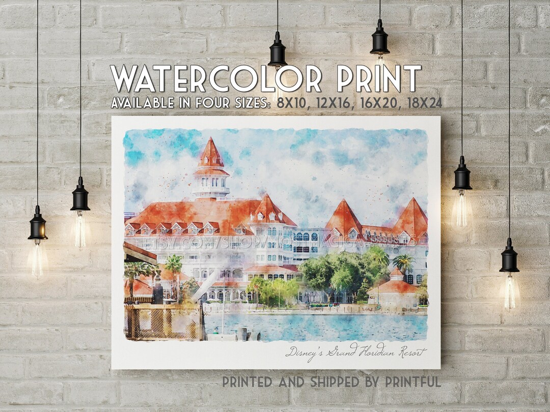 Watercolor Grand Floridian Print -- UNFRAMED Wall Artwork / Disney ...