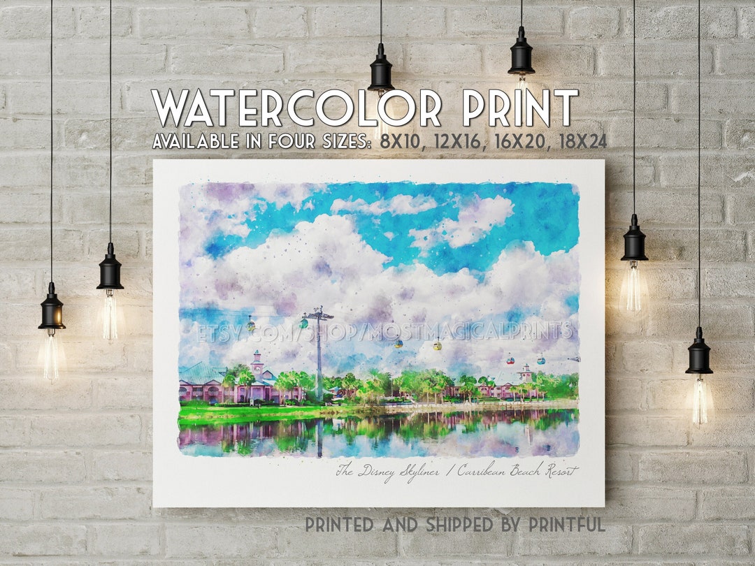 Watercolor Skyliner UNFRAMED Wall Art Print / Disney World Painting ...